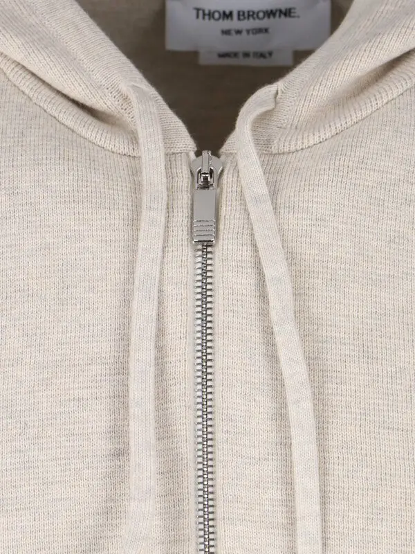 Thom Browne Bar Zip Up Sweatshirt - Beige