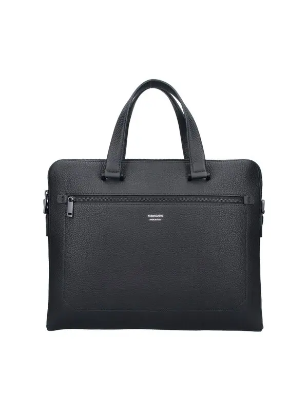 FERRAGAMO Leather Briefcase - Black