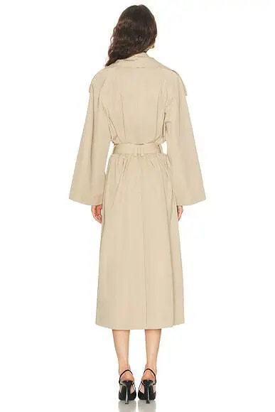 Balmain Belted Gabardine Long Trench