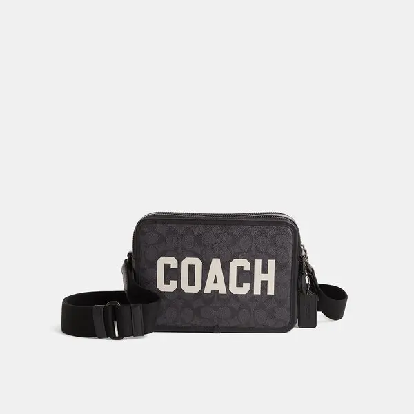 COACH Charter Crossbody Bag 24 In Signature Canvas With Graphic - Charcoal Multi