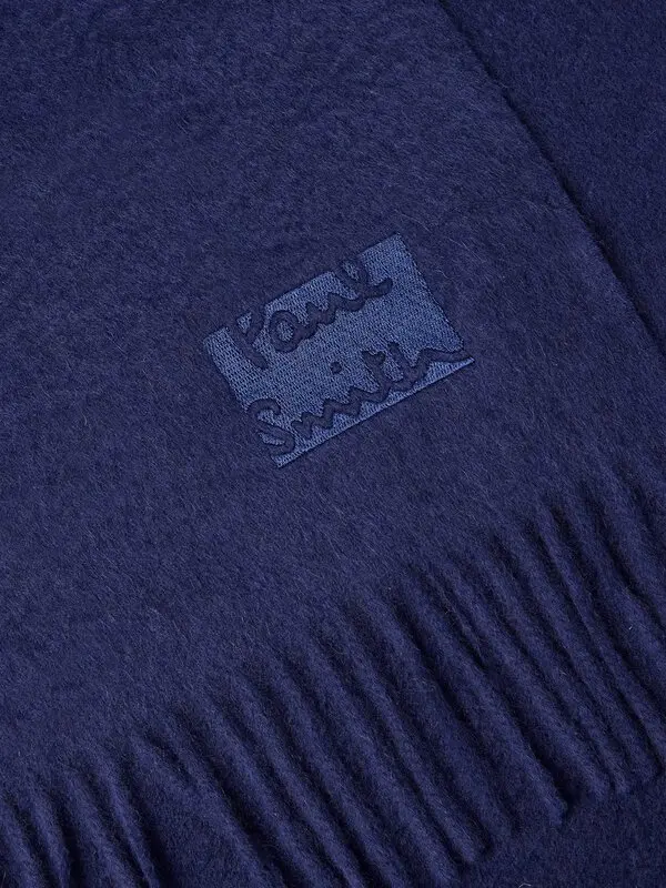 Paul Smith Logo-embroidered Fringed Cashmere Scarf