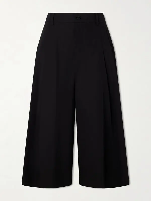 AMOMENTO Cotton-blend Wide-leg Bermuda Shorts