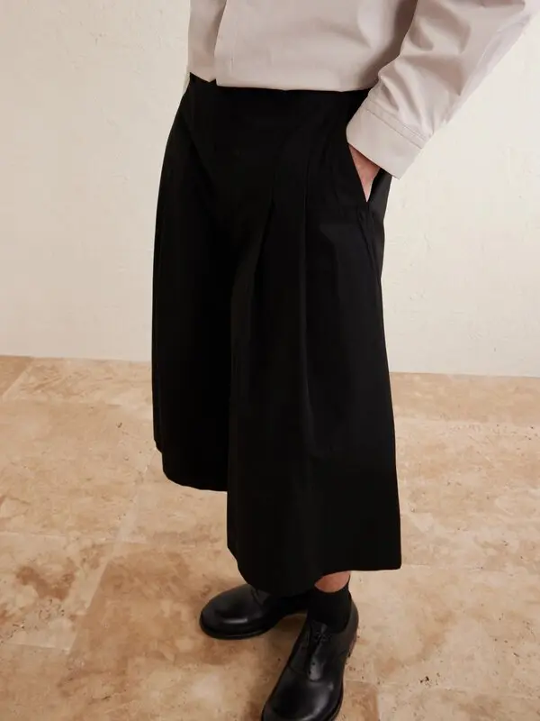 AMOMENTO Cotton-blend Wide-leg Bermuda Shorts