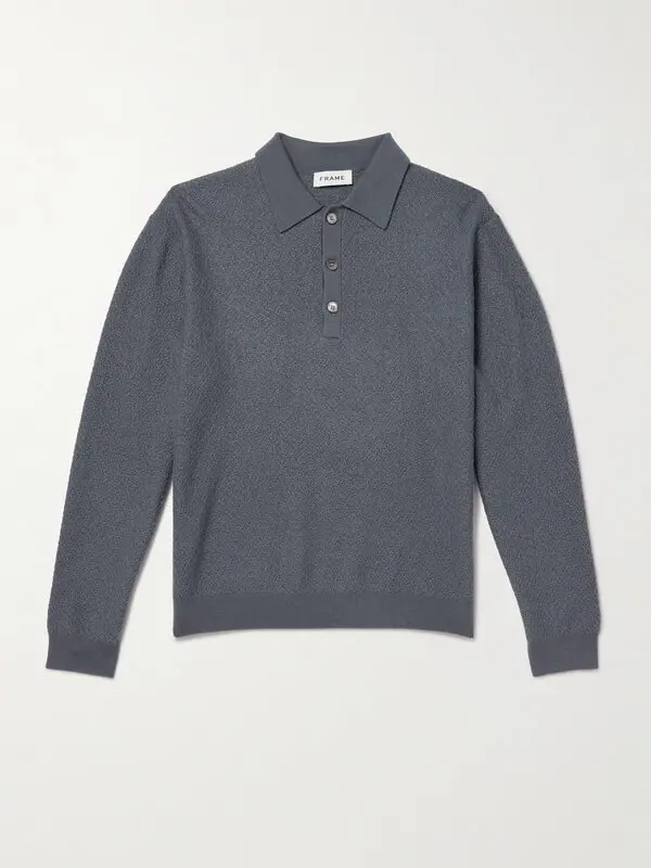 FRAME Wool Polo Sweater - Gray