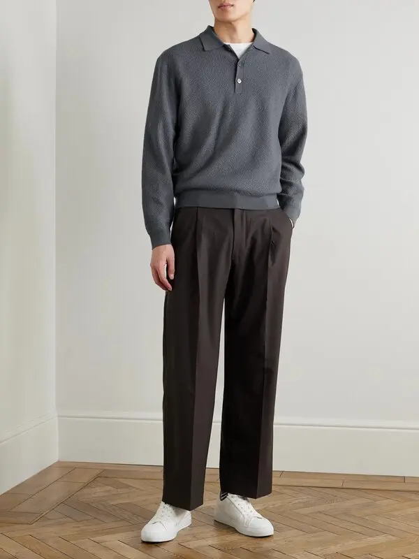 FRAME Wool Polo Sweater - Gray