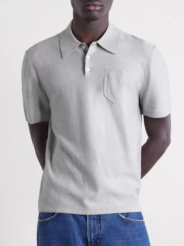 A.p.c. Eliot Cotton And Cashmere-blend Polo Shirt - Gray