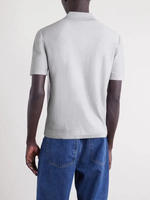 A.p.c. Eliot Cotton And Cashmere-blend Polo Shirt - Gray
