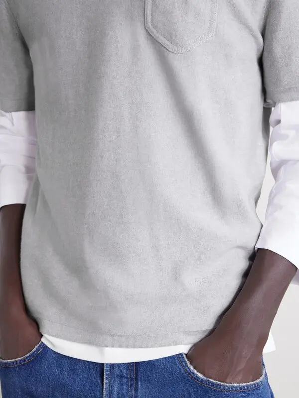 A.p.c. Eliot Cotton And Cashmere-blend Polo Shirt - Gray