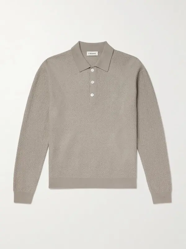 FRAME Wool Polo Sweater - Gray