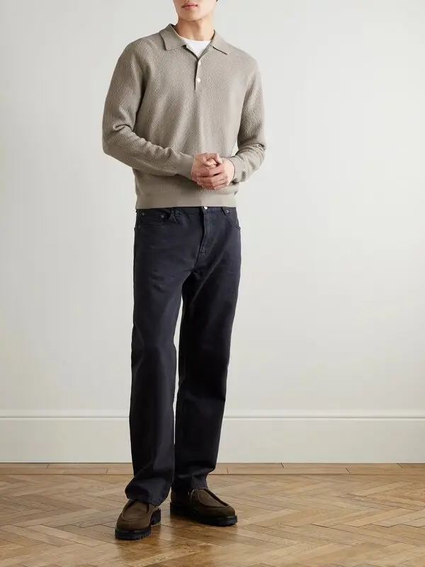 FRAME Wool Polo Sweater - Gray
