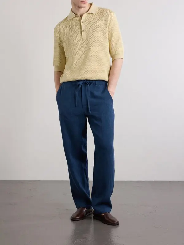 De Bonne Facture Lounge Straight-leg Linen And Wool-blend Trousers