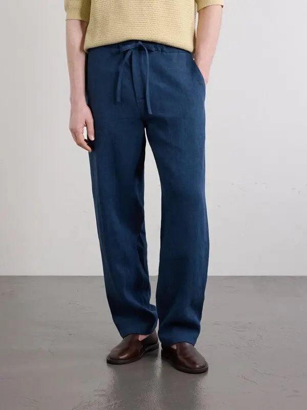 De Bonne Facture Lounge Straight-leg Linen And Wool-blend Trousers