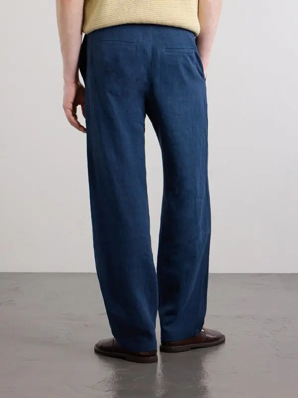 De Bonne Facture Lounge Straight-leg Linen And Wool-blend Trousers