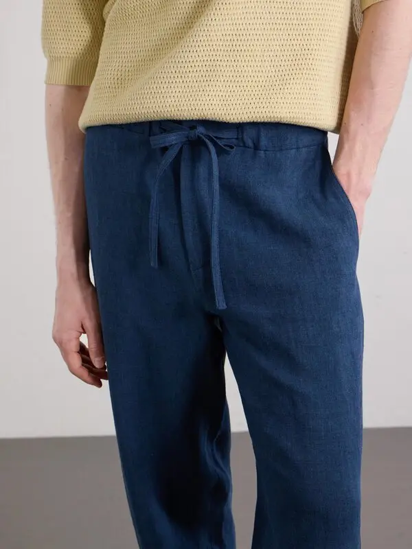 De Bonne Facture Lounge Straight-leg Linen And Wool-blend Trousers