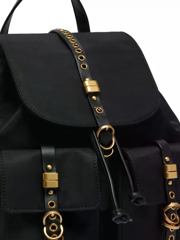 Pinko Nylon Flap-pockets Backpack With Leather-effect Accents
