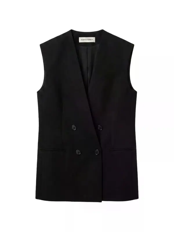 Alberta Ferretti V-neck Double-breasted Jacket - Black