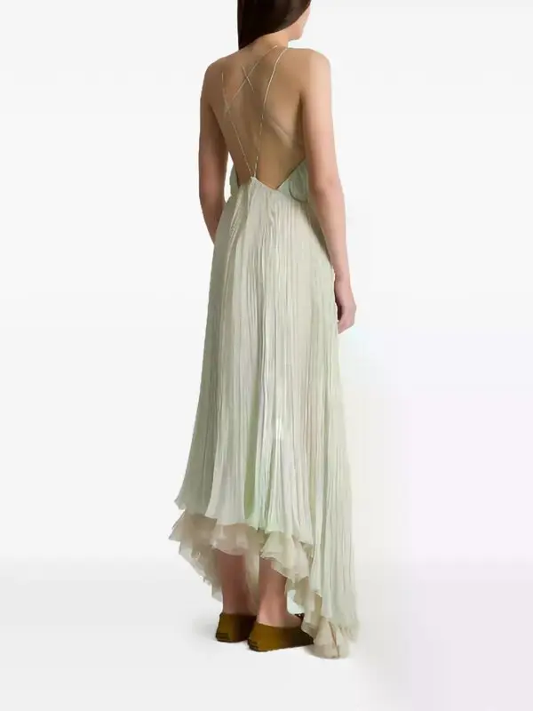 Alberta Ferretti Pleated Asymmetric Hem Dress