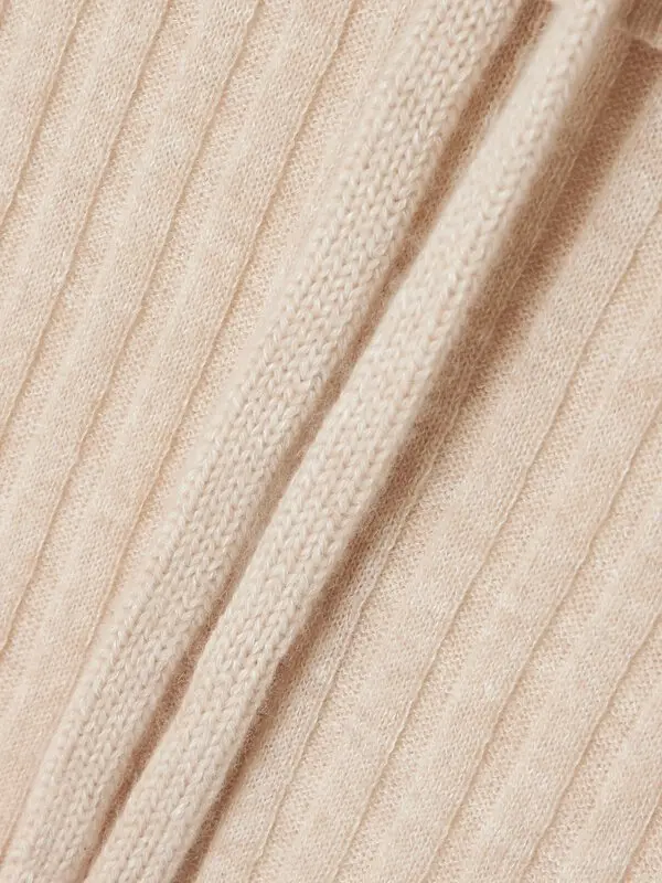 Guest In Residence Lia Layered Ribbed Cashmere And Linen-blend Midi Skirt - Neutrals