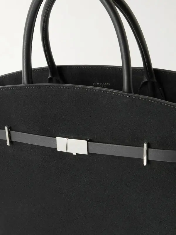 DEMELLIER The Hudson Leather-trimmed Suede Tote