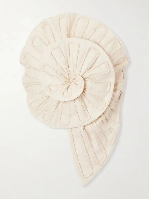 ANDRES OTALORA Cosmos Strapless Cropped Embroidered Linen Top