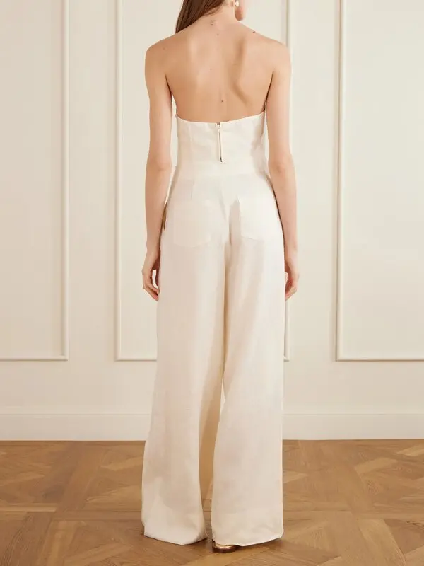 ANDRES OTALORA Cosmos Strapless Cropped Embroidered Linen Top