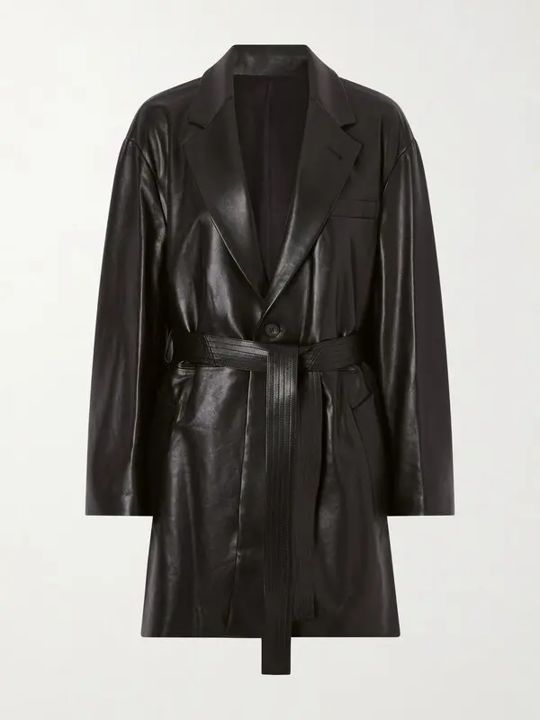 SSSTEIN Belted Leather Trench Coat