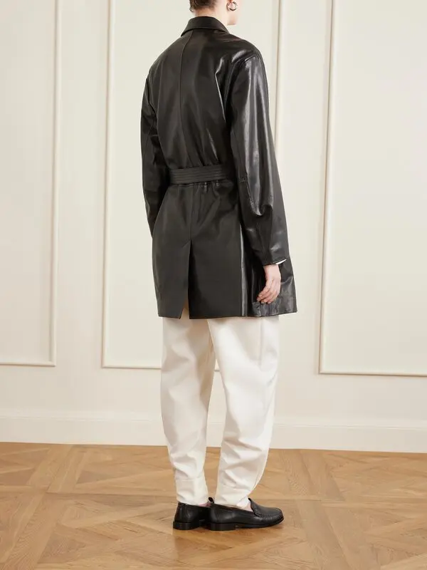 SSSTEIN Belted Leather Trench Coat