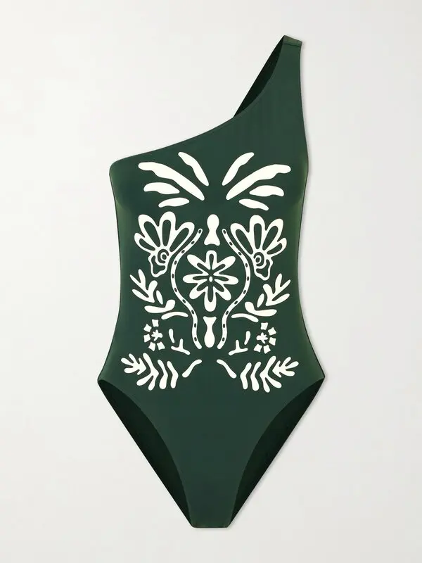 ERES Gemme One-shoulder Printed Swimsuit - Green