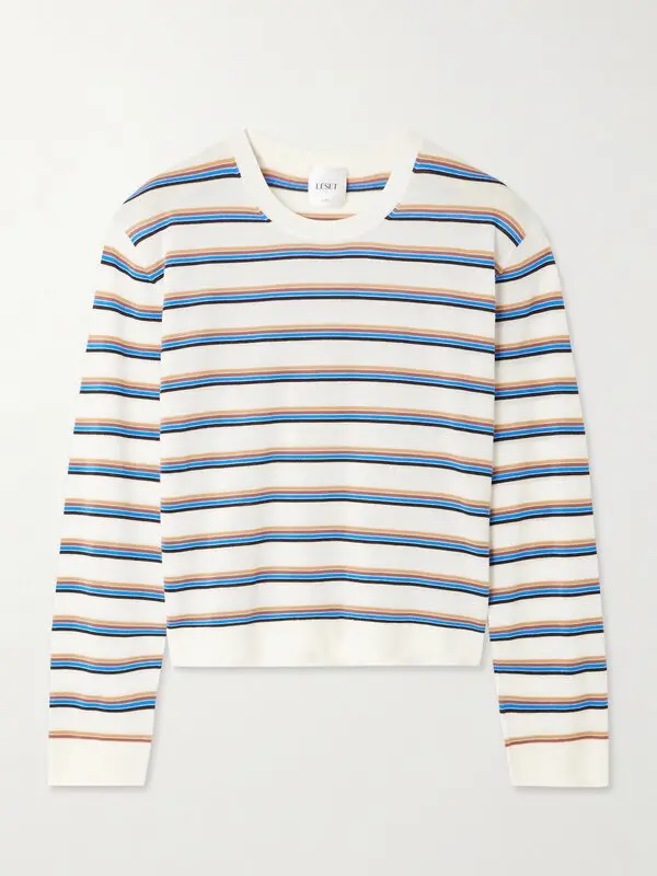 LESET James Striped Merino Wool Sweater - Blue