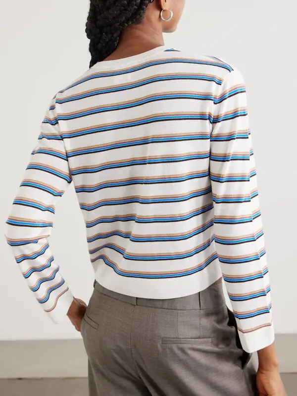 LESET James Striped Merino Wool Sweater - Blue