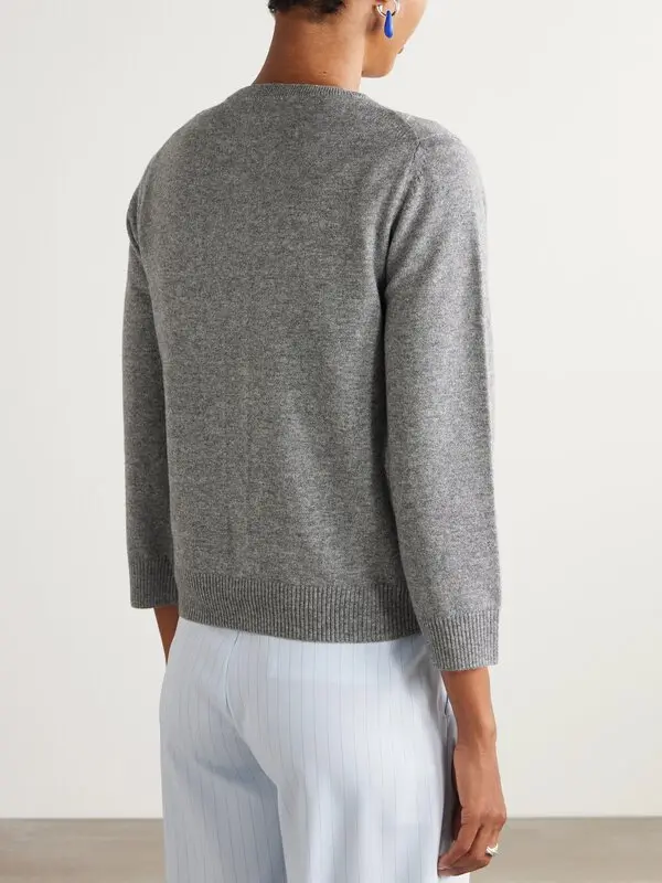 GANNI Logo-embroidered Argyle Merino Wool And Cashmere-blend Cardigan - Gray
