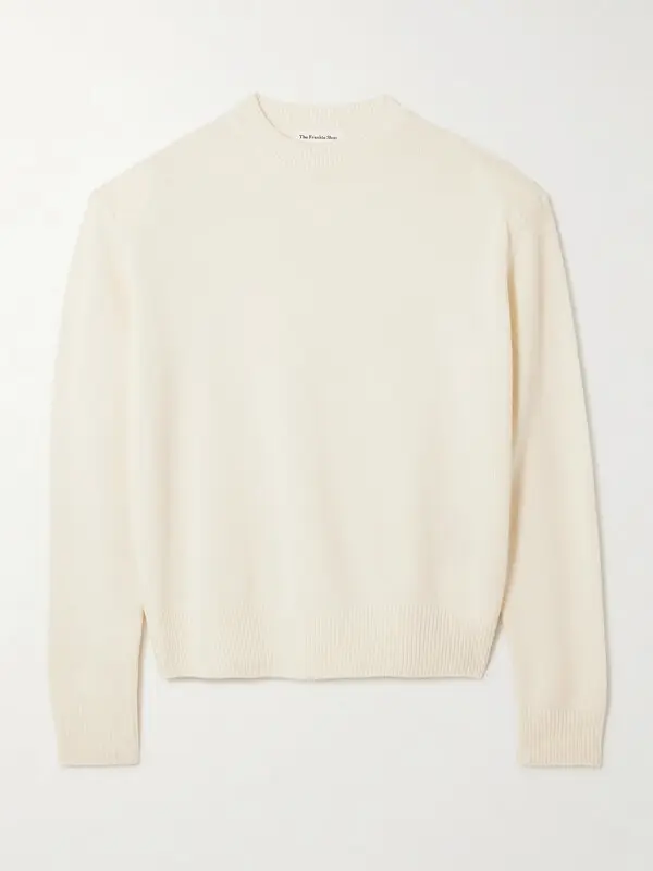 THE FRANKIE SHOP Rafaela Cropped Merino Wool And Cashmere-blend Sweater - Neutrals
