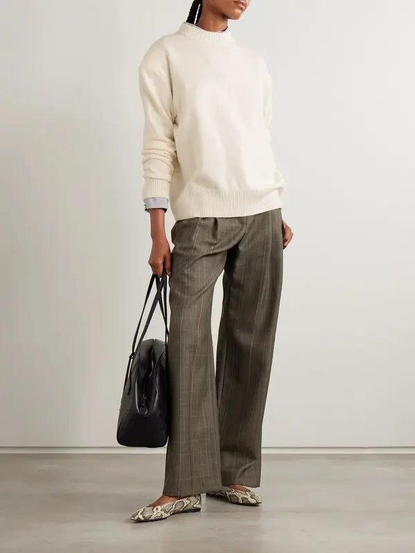 THE FRANKIE SHOP Rafaela Cropped Merino Wool And Cashmere-blend Sweater - Neutrals