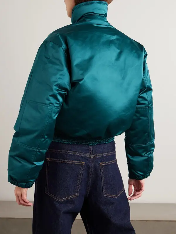 Victoria Beckham Padded Cotton-blend Sateen Bomber Jacket - Teal