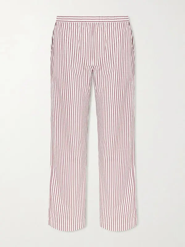 LIDO Striped Cotton-poplin Straight-leg Pants