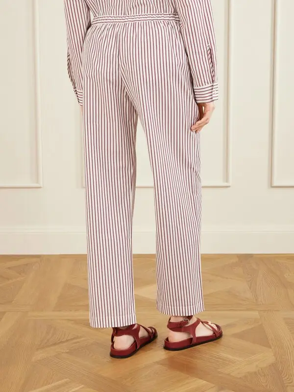 LIDO Striped Cotton-poplin Straight-leg Pants