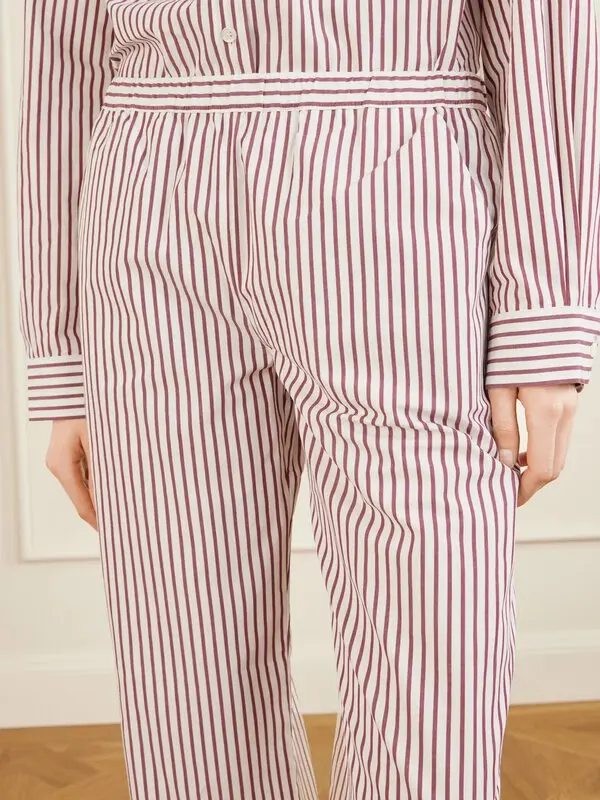 LIDO Striped Cotton-poplin Straight-leg Pants