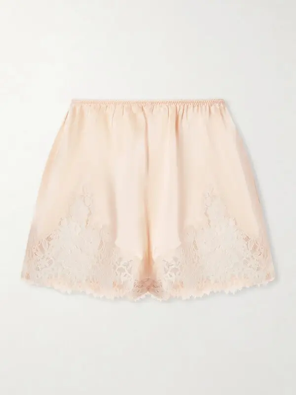 DÔEN Iona Lace-trimmed Silk-satin Shorts - Peach