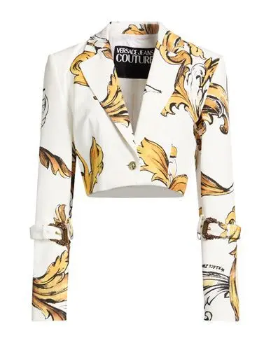 Versace Single-breasted Blazer With Signature Print - White