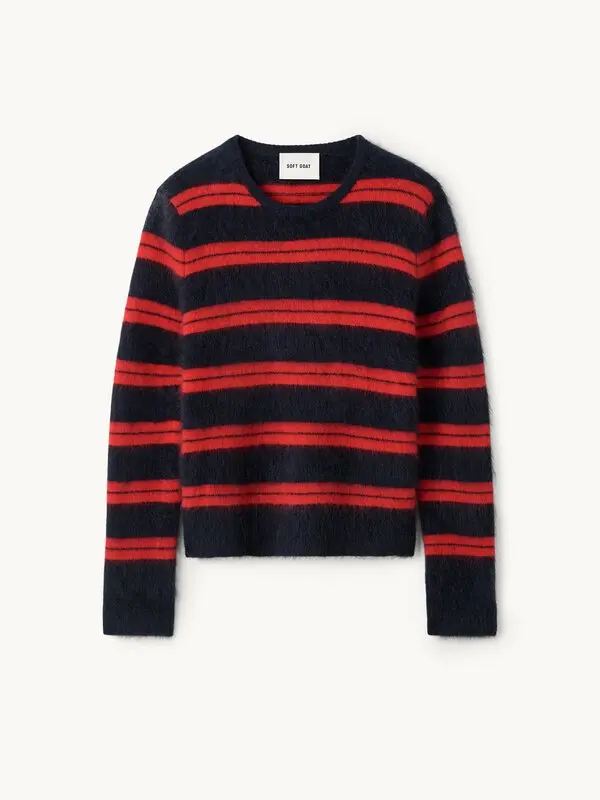 Soft Goat Brushed Striped Crewneck