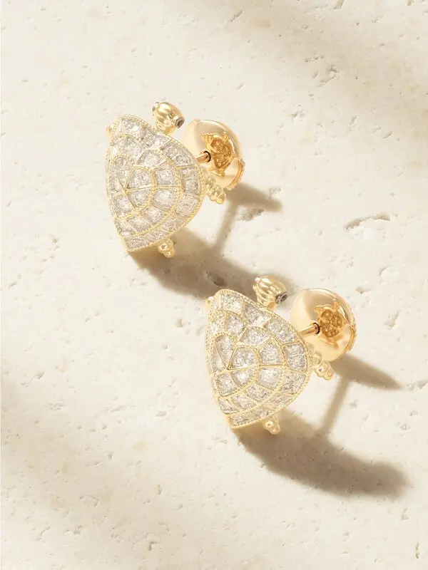 Yvonne Léon Tortue Coeur 9-karat Diamond Earrings - Gold