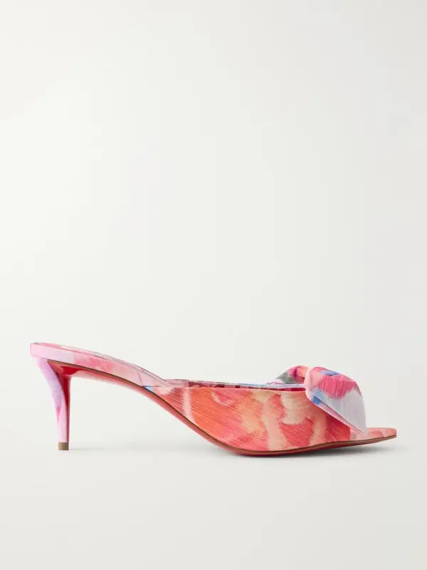 CHRISTIAN LOUBOUTIN Mulazee 60 Crepe De Chine Kitten Heel Mules - Multi