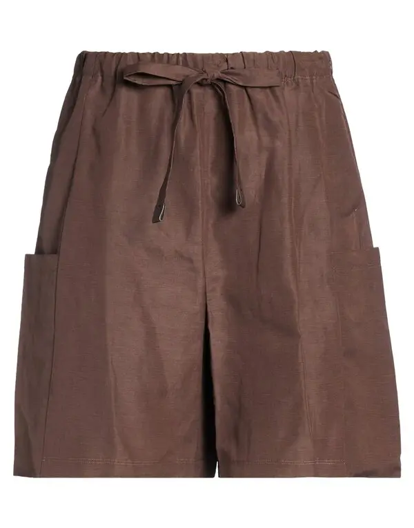 Max Mara Chocolate Linen & Silk Shorts