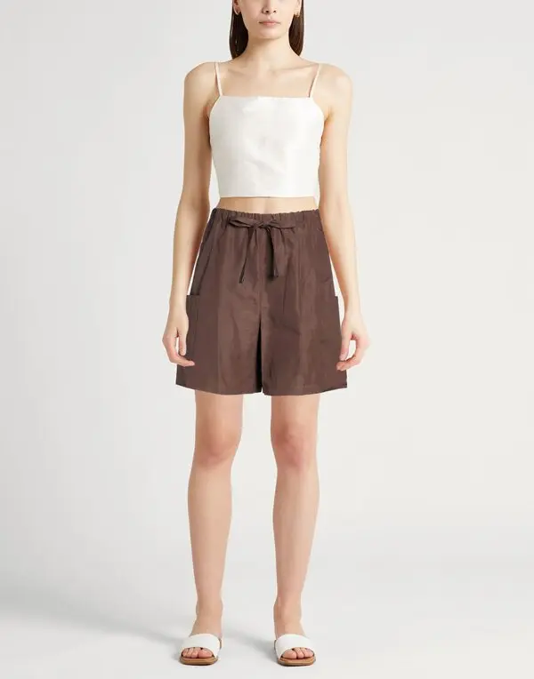 Max Mara Chocolate Linen & Silk Shorts