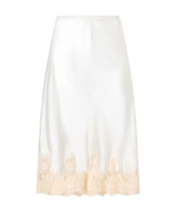 DÔEN Elowette Lace-trimmed Silk-satin Midi Skirt - White