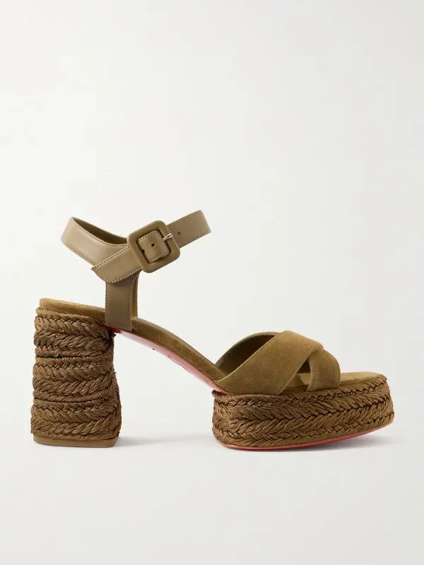 CHRISTIAN LOUBOUTIN Calakala 85 Suede Platform Sandals - Brown