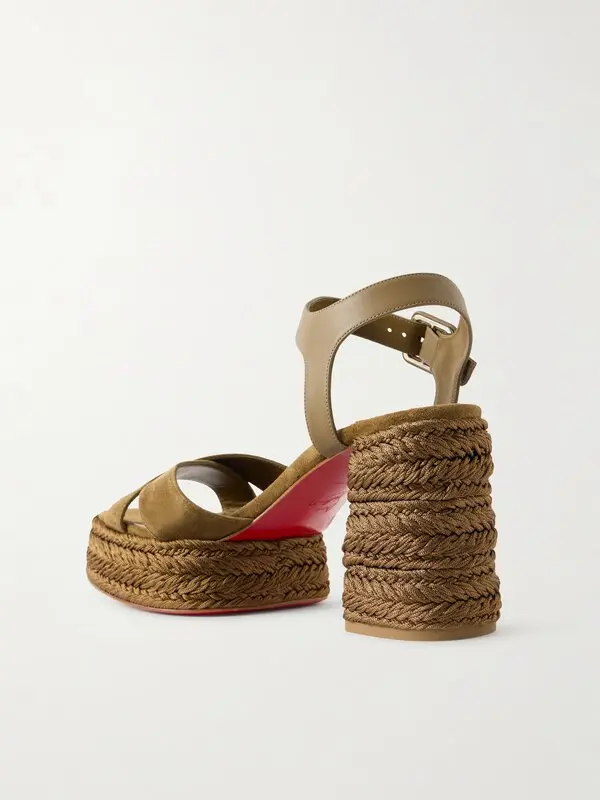 CHRISTIAN LOUBOUTIN Calakala 85 Suede Platform Sandals - Brown