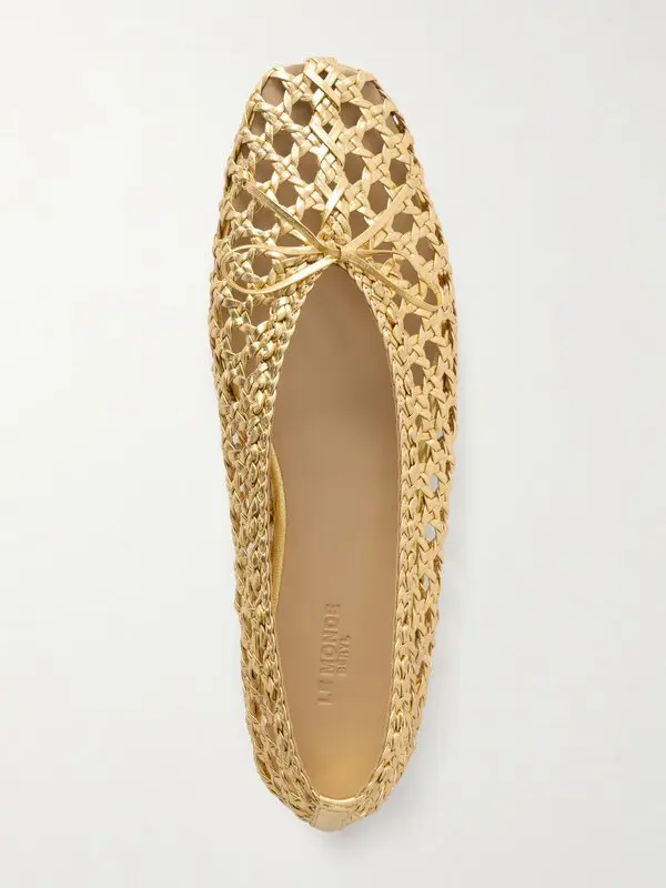 Le Monde Beryl Woven Leather Ballet Flats - Gold