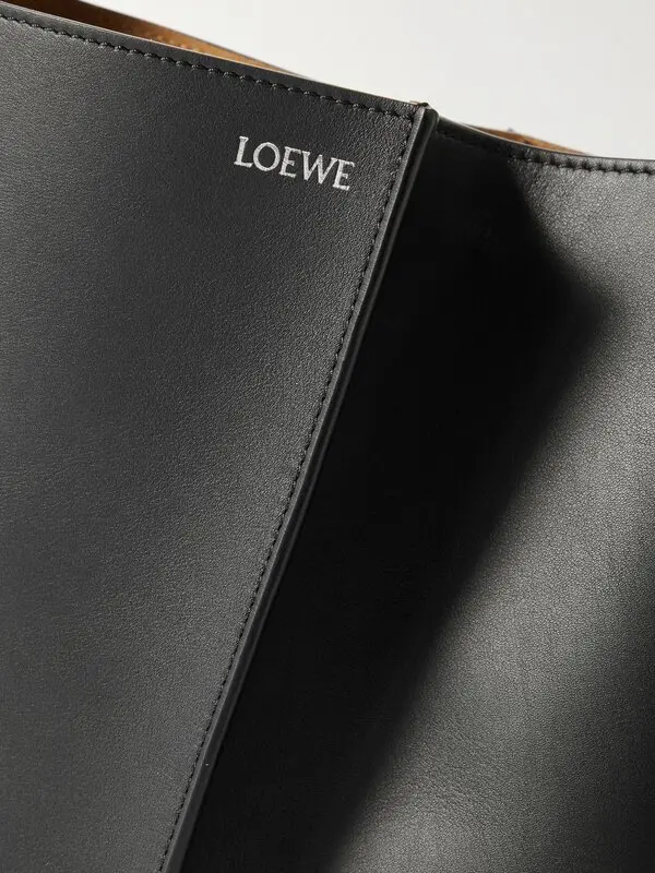 Loewe Bilbao Medium Pleated Leather Bucket Bag - Black