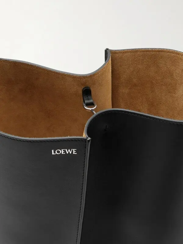 Loewe Bilbao Medium Pleated Leather Bucket Bag - Black